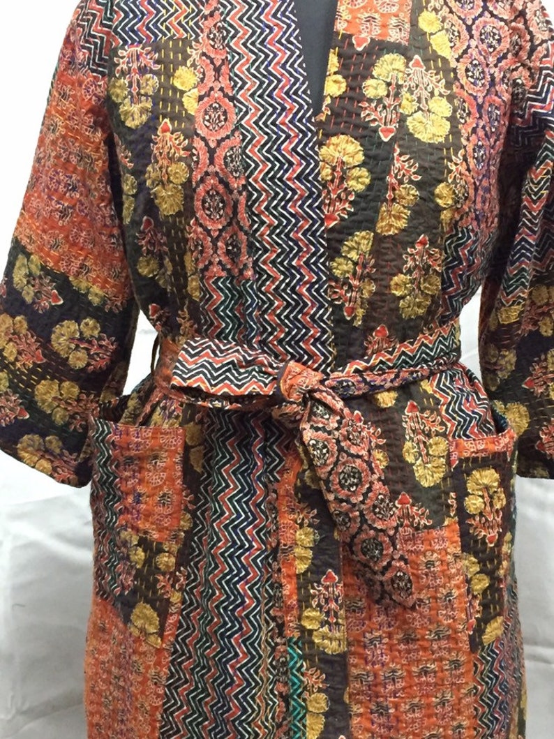 Bath Robe 100% Cotton Indian Ajrag Patchwork Handmade Kantha - Etsy