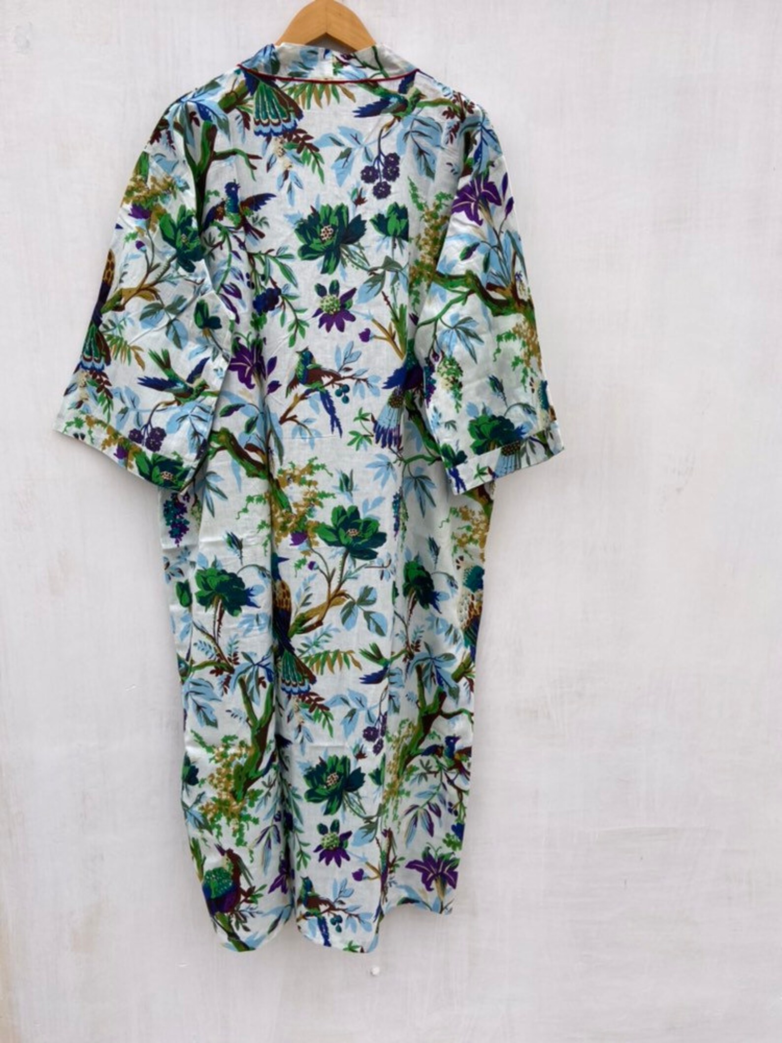 Bath robe Cotton RobeKimono Indian Pure Cotton Natural Bird | Etsy