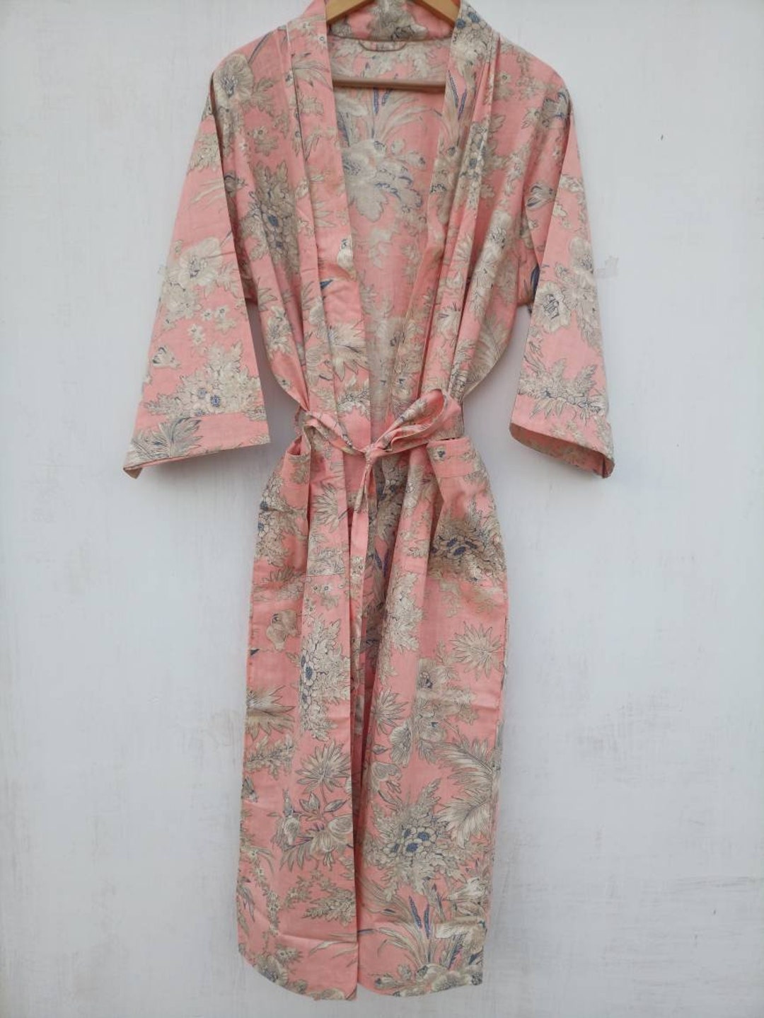 Bath Robe,cotton Kimono,indian Hand Block Print Cotton Bath Robe,night ...