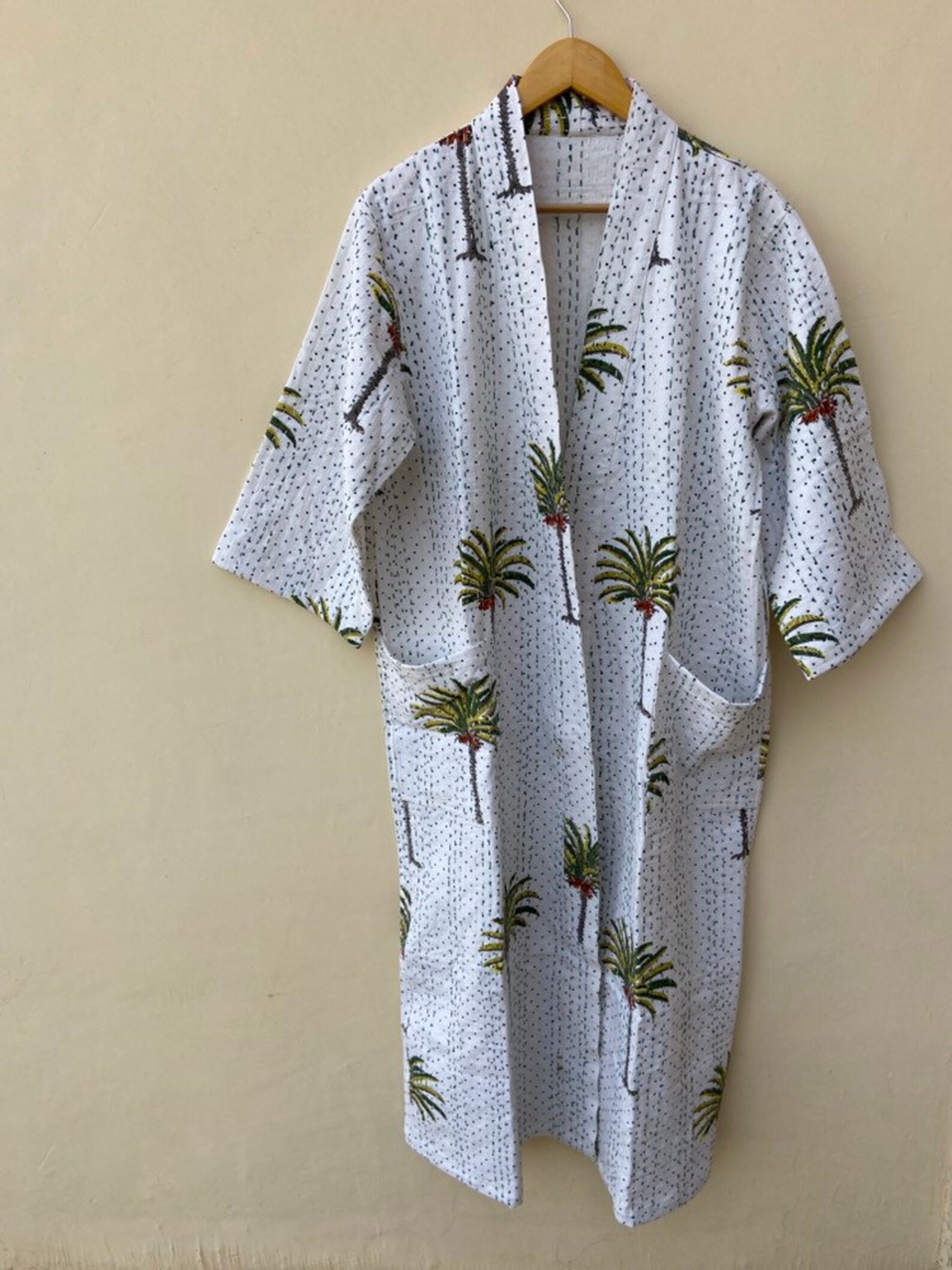 Bath Robe100% Cotton Indian Palm Tree Robe Handmade Kantha - Etsy