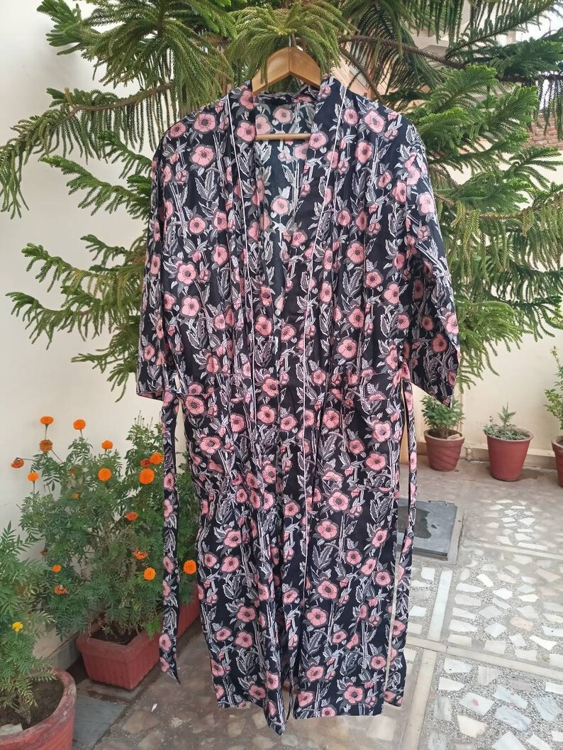 Anokhi Print Bath Robe 100% Pure Cotton Indian Floral - Etsy