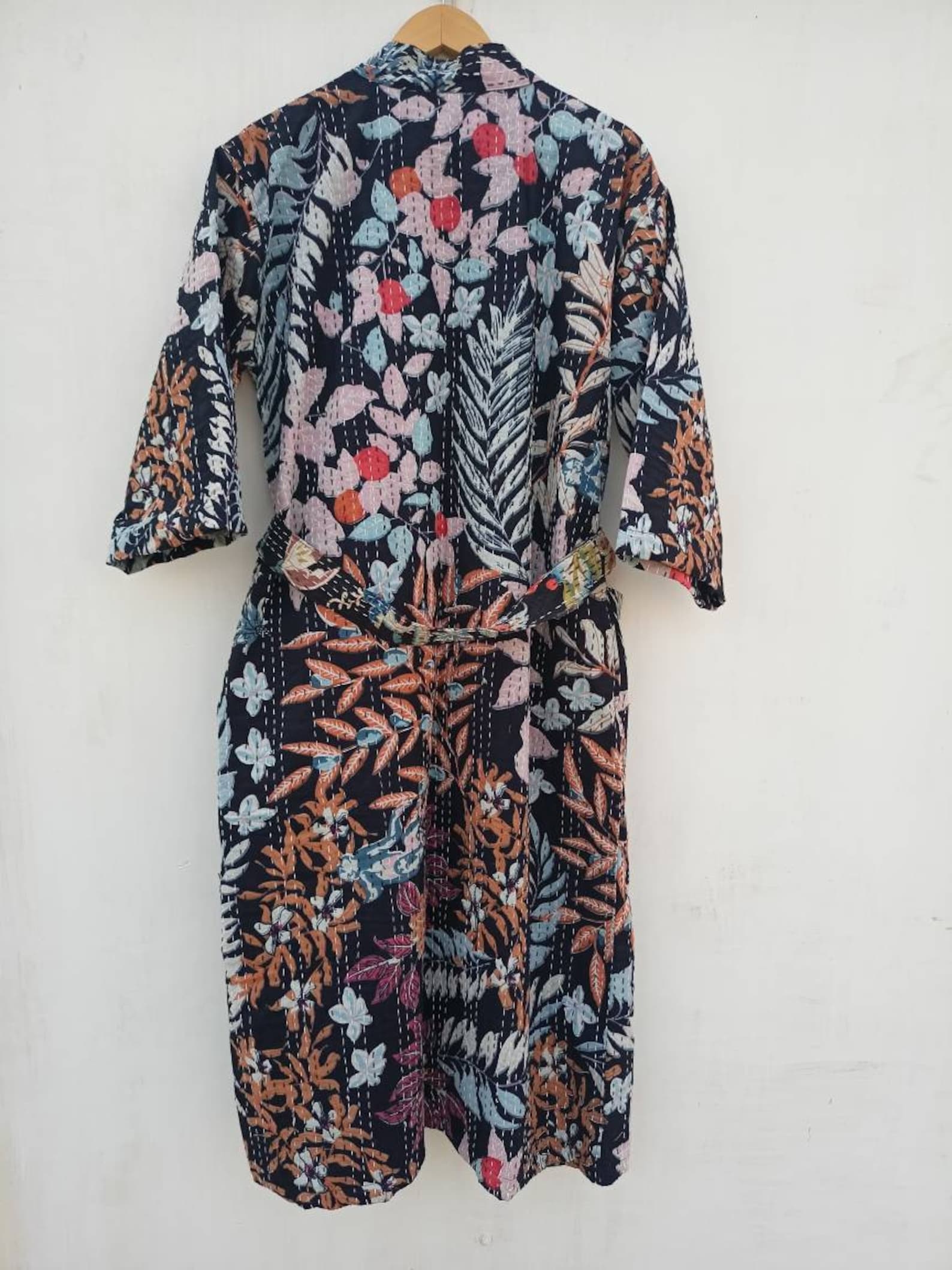 Black Bath Robe100% Cotton Indian Floral Print Handmade - Etsy