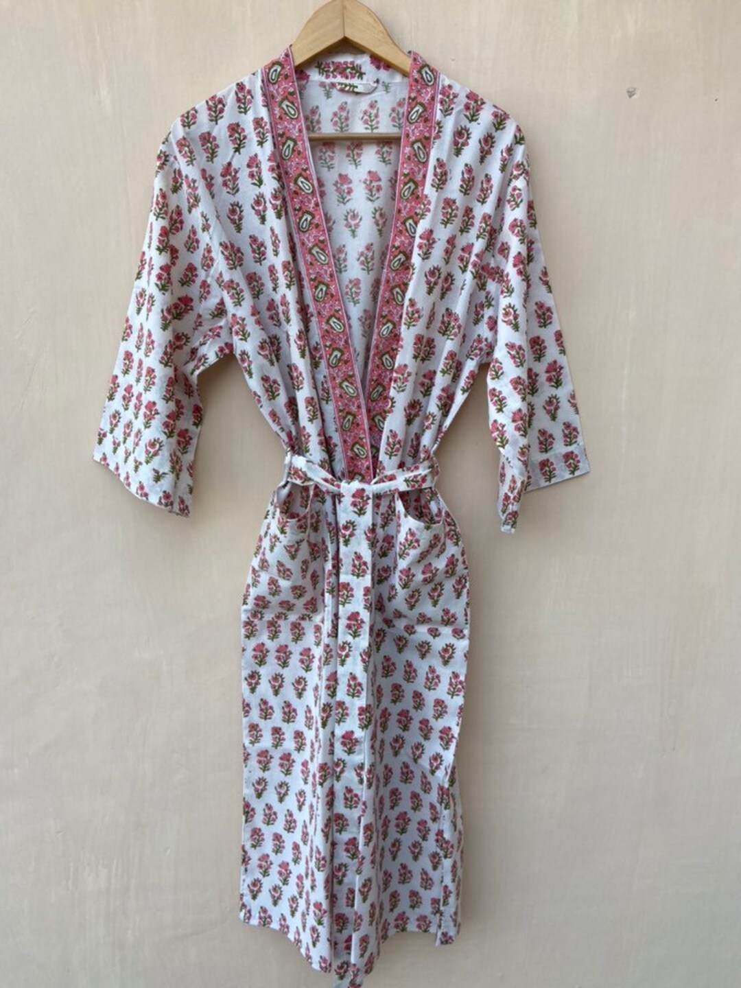 Bath Robe,cotton Robe,kimono Indian Pure Cotton Anokhi Mughal Design ...