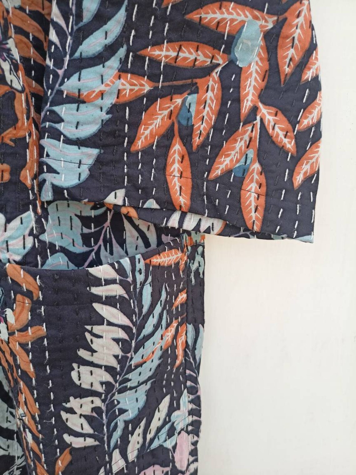 Black Bath Robe100% Cotton Indian Floral Print Handmade - Etsy