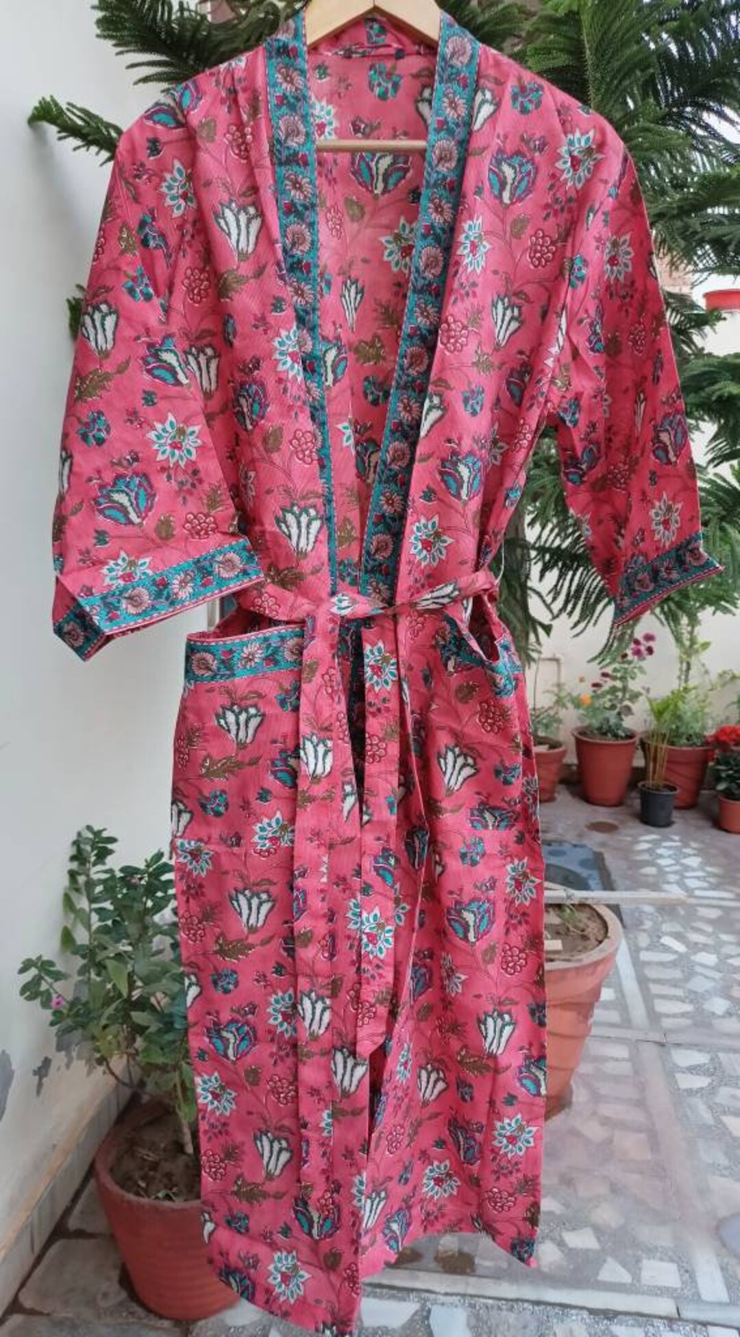 Bath Robe,kimono Indian Pure Cotton Butterfly Print Robe ,night Wear ...
