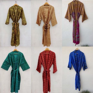 Silk Robevintage Silk Saree Robe Pure Silk Kimononight - Etsy