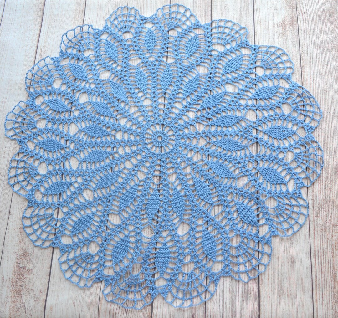 Blue Pineapple Cotton Doily, Round Cloth Doilies, Crocheted Doilies ...