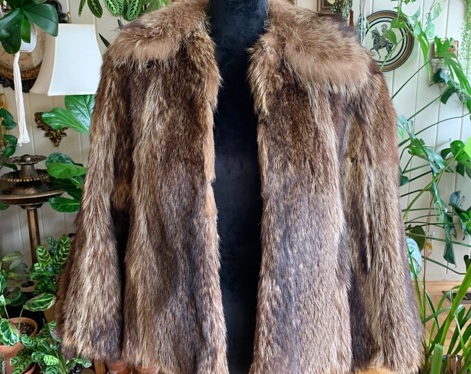 1940s Brown and Silver Wolf Fur Coat by Charles Gora's Style Fur Shoppe ...