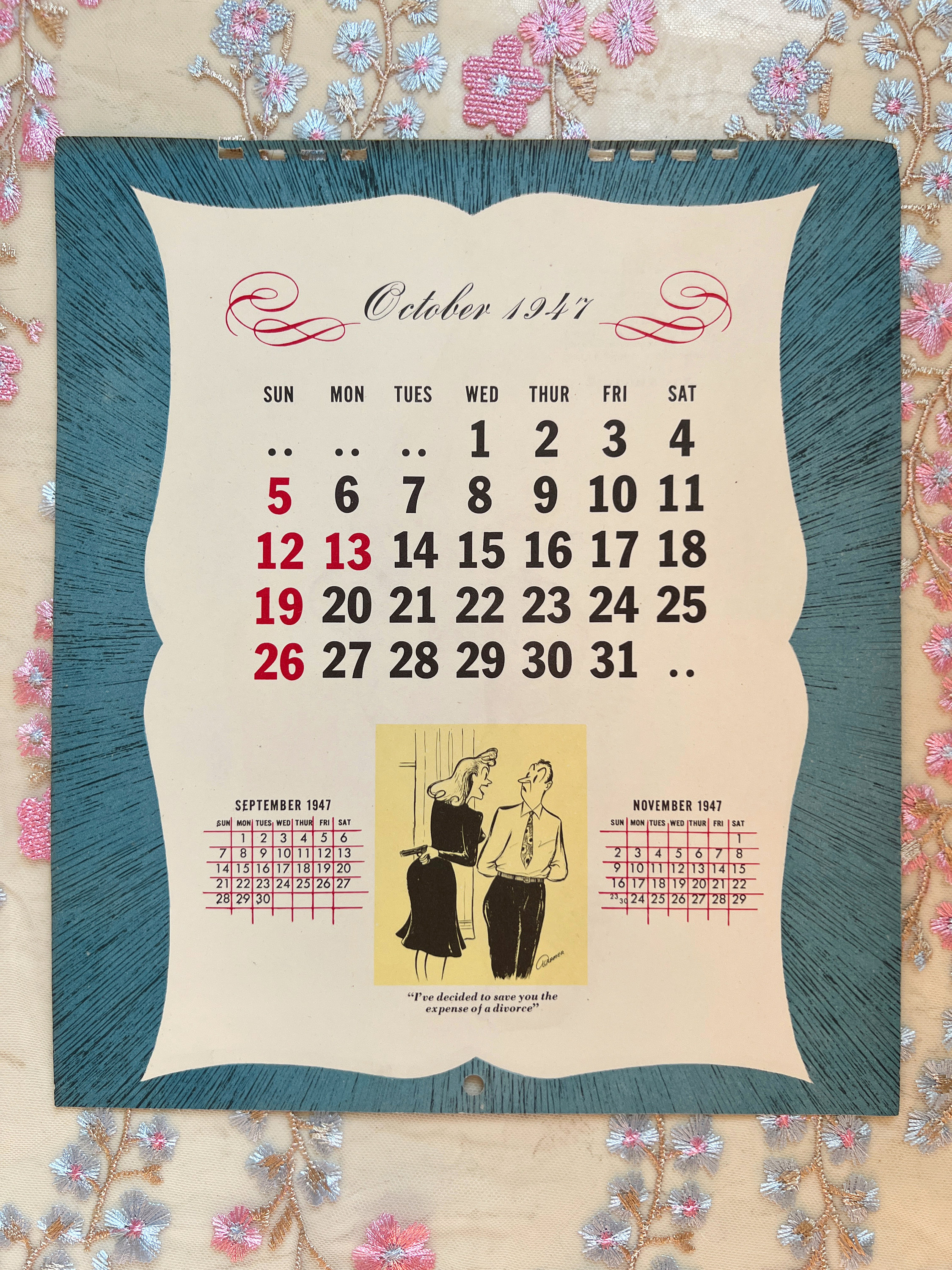 Original October 1947 Alberto Vargas Pinup Calendar Esquire Magazine ...