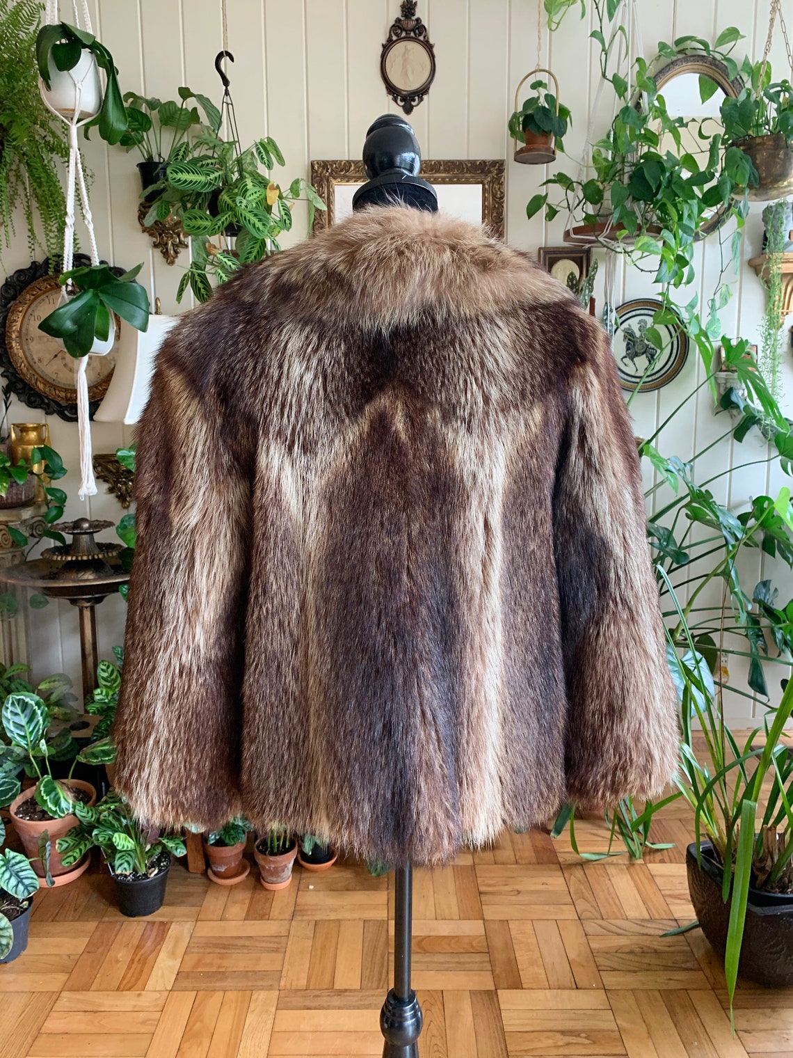 1940s Brown and Silver Wolf Fur Coat by Charles Gora's - Etsy