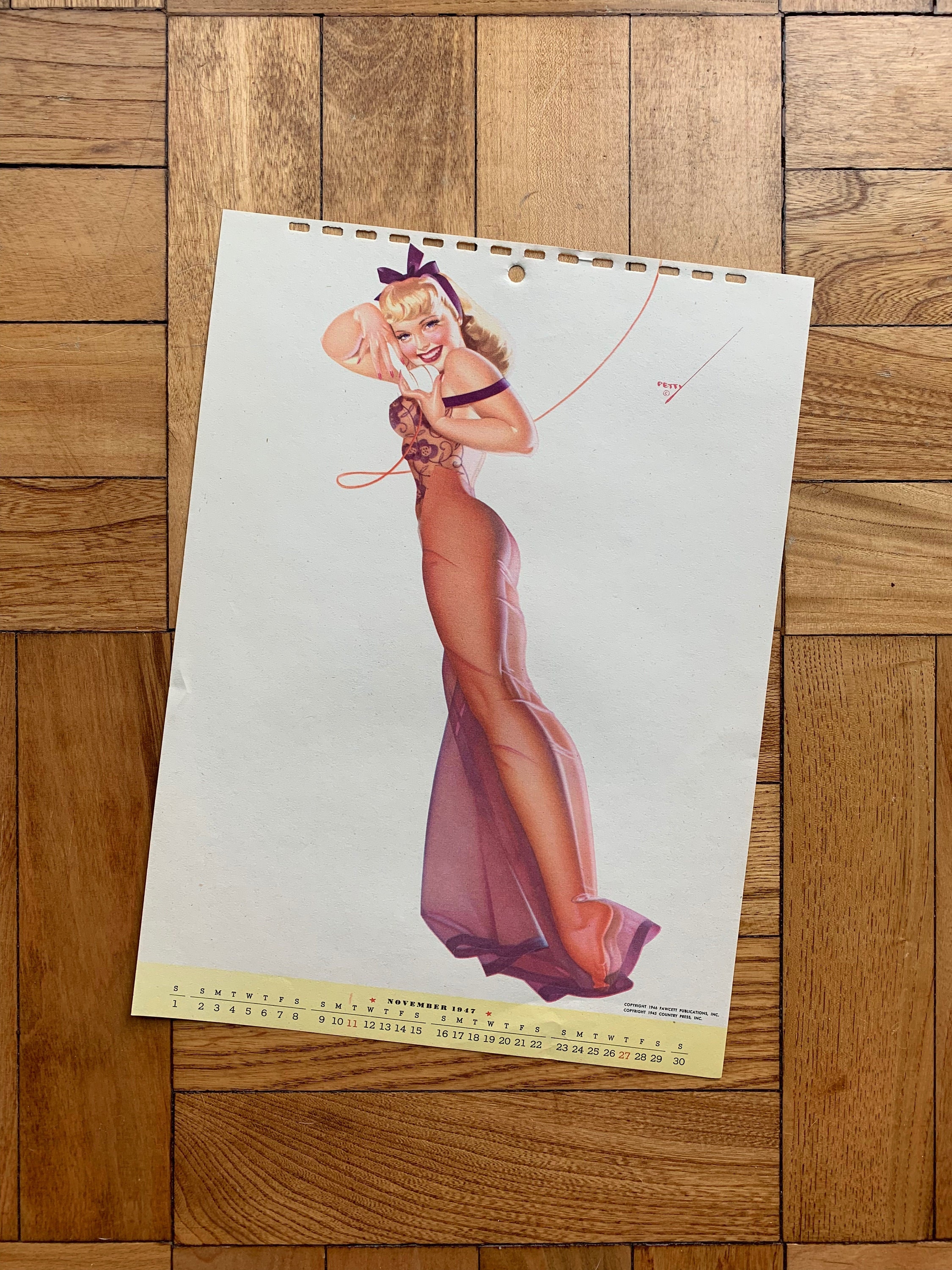 Vintage George Petty Girl November 1947 Pinup Calendar - Etsy