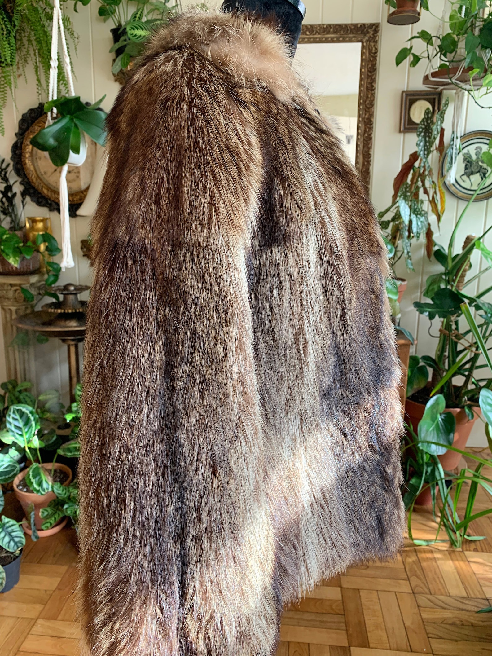 1940s Brown and Silver Wolf Fur Coat by Charles Gora's - Etsy