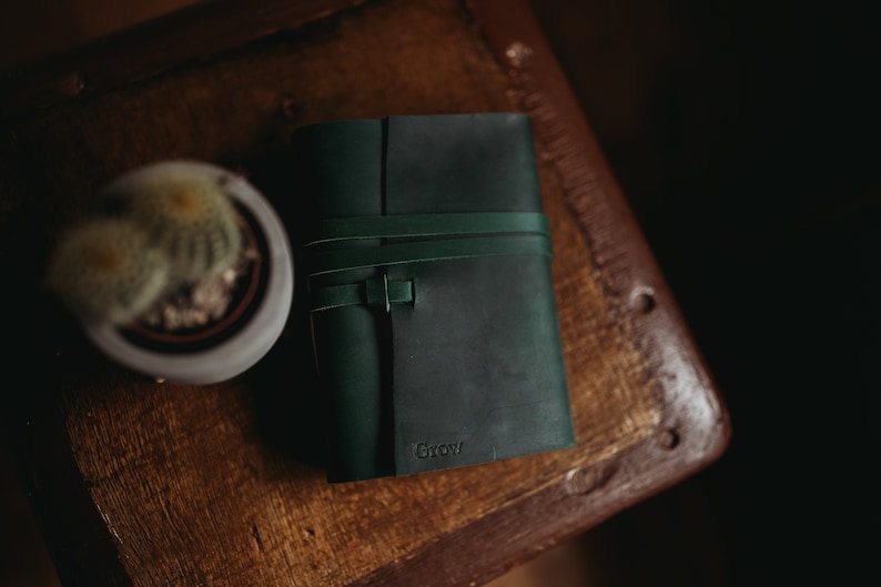 Leather Journals Dark Green Free Personalised Initials. | Etsy