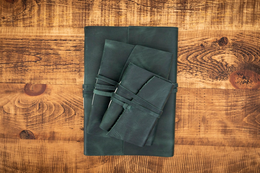 Leather Journals Dark Green Free Personalised Initials. - Etsy