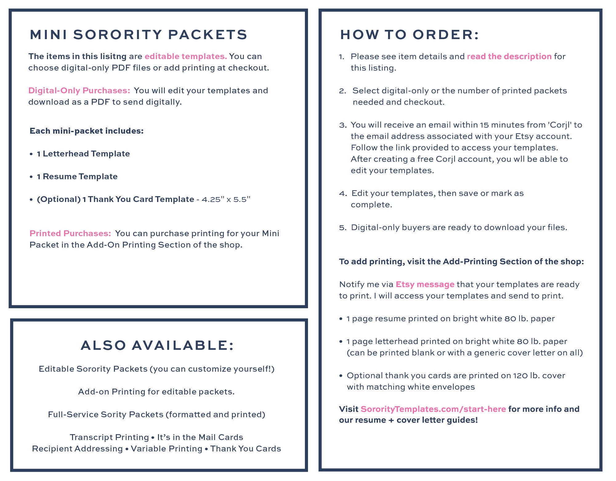 Mini Sorority Packet, Digital Resume | Printable Sorority Resume ...