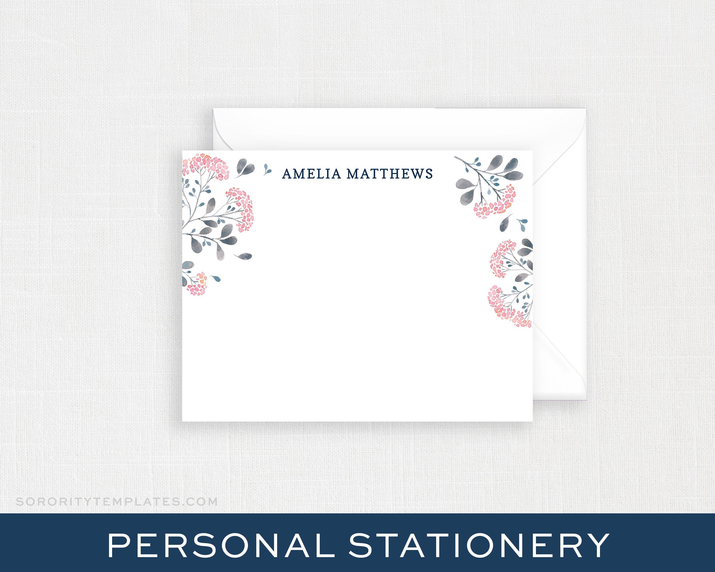 Personalized Notecard Card | Printed Sorority Thank You Card | Printed ...