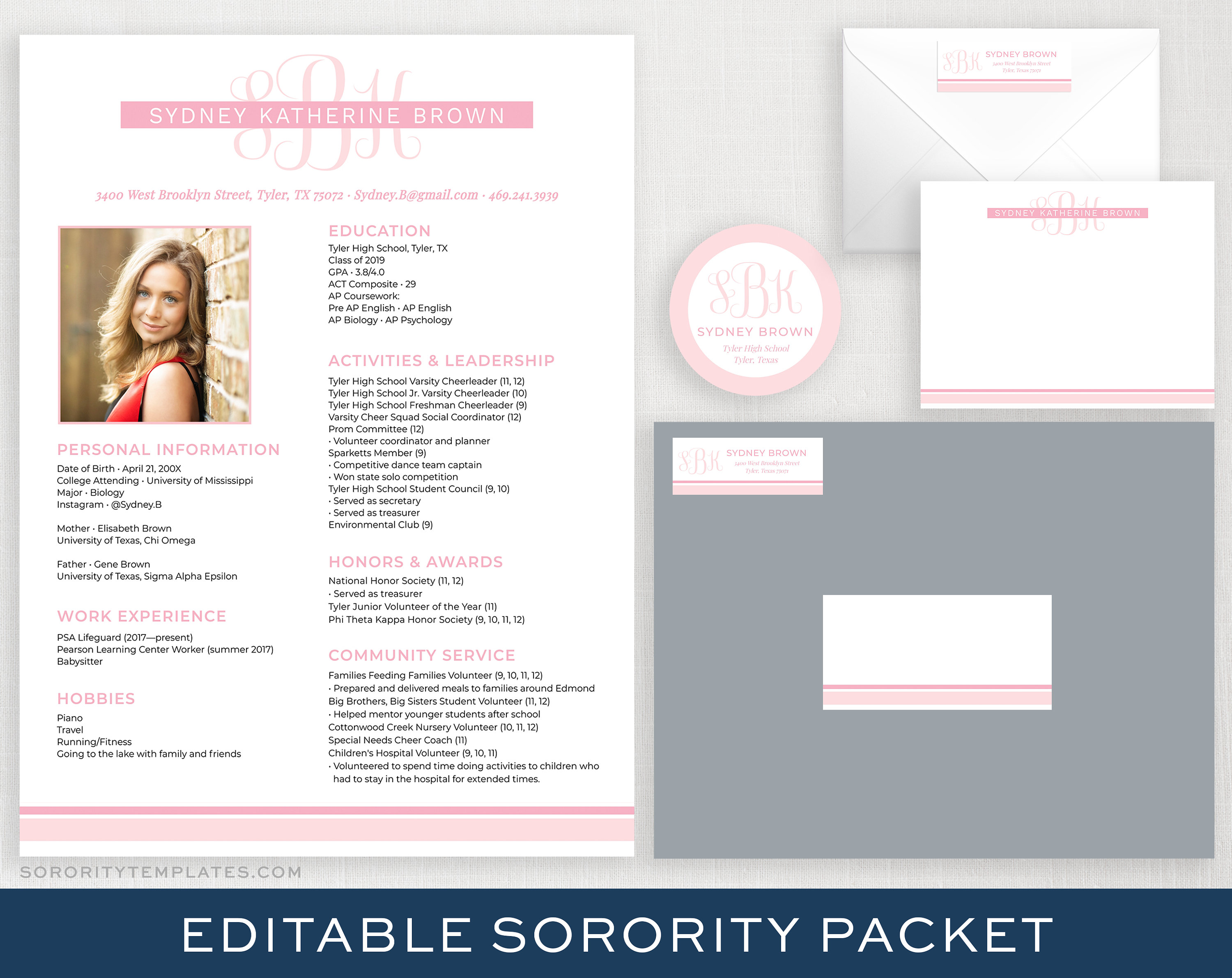 Editable Sorority Recruitment Packet With Photo | Printable Sorority ...