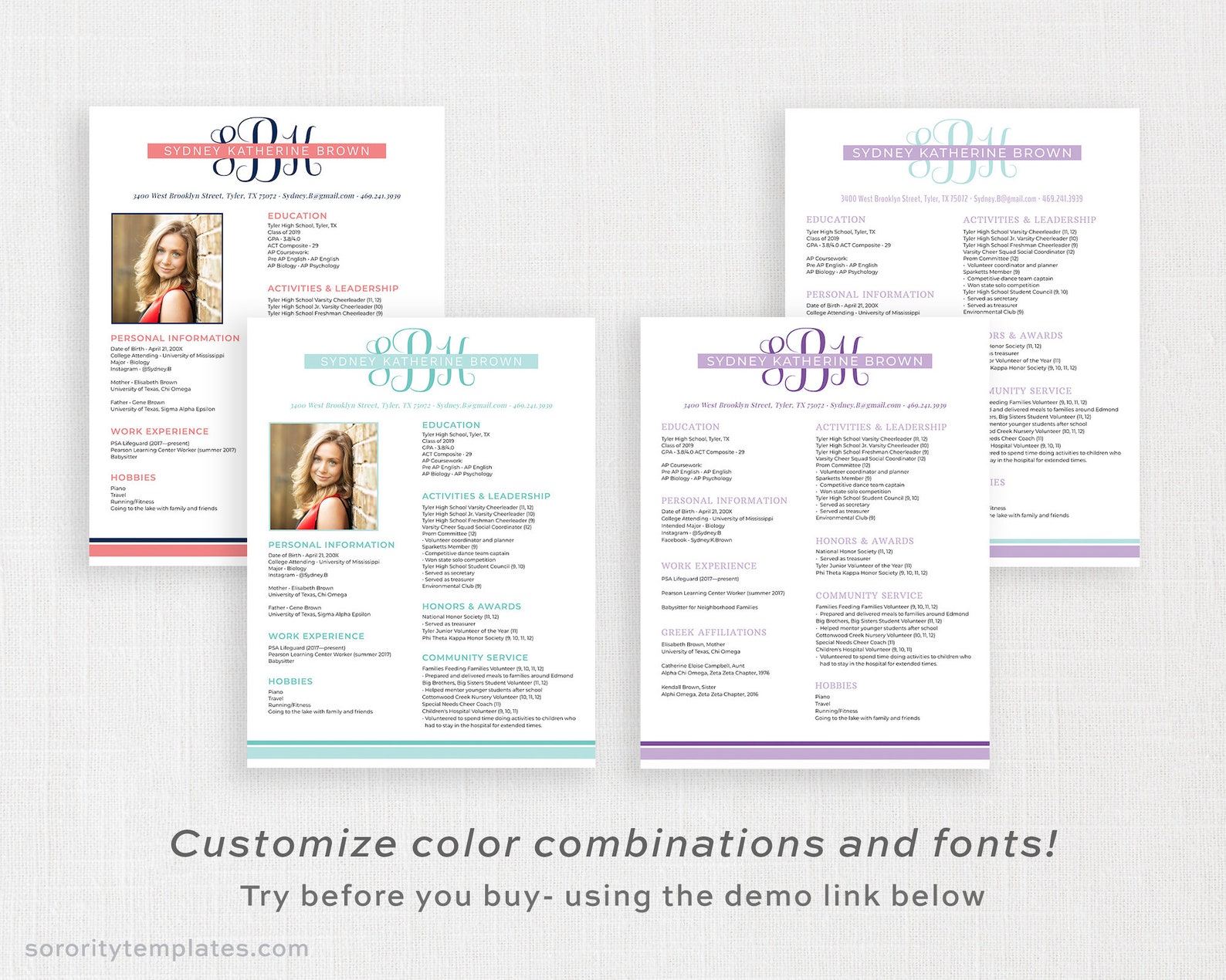Editable Sorority Recruitment Packet With Photo | Printable Sorority ...