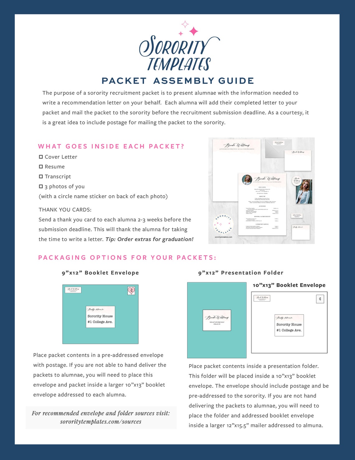 Editable Sorority Recruitment Packet With Photo | Printable Digital ...