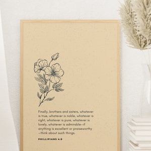 Philippians 4:8 Bible Verse Wall Art Gifts for Christians Scripture Art ...