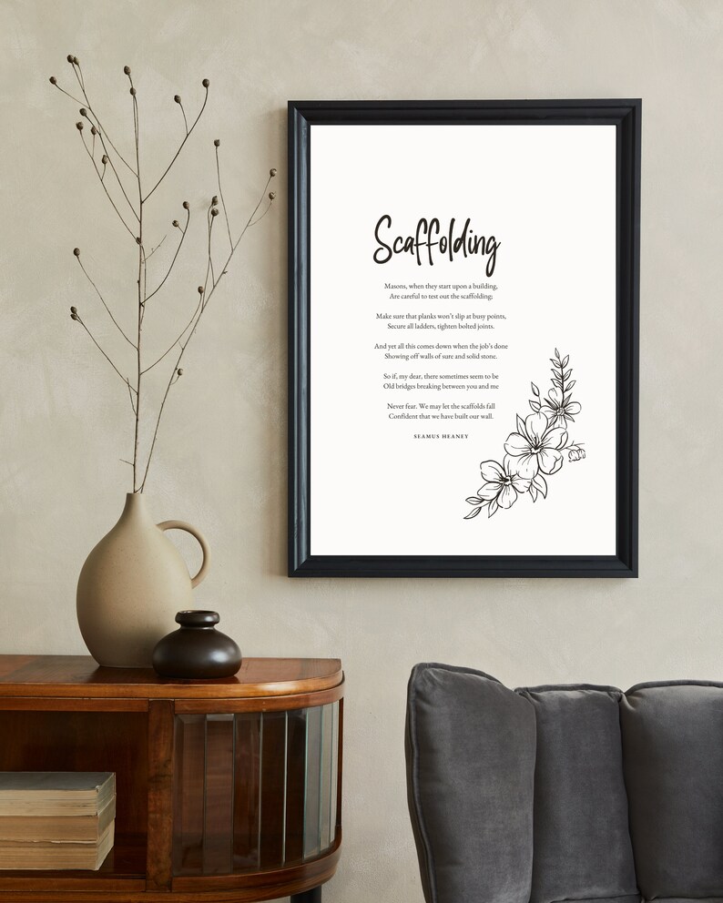 Scaffolding Poem by Seamus Heaney Printable Art Minimal - Etsy
