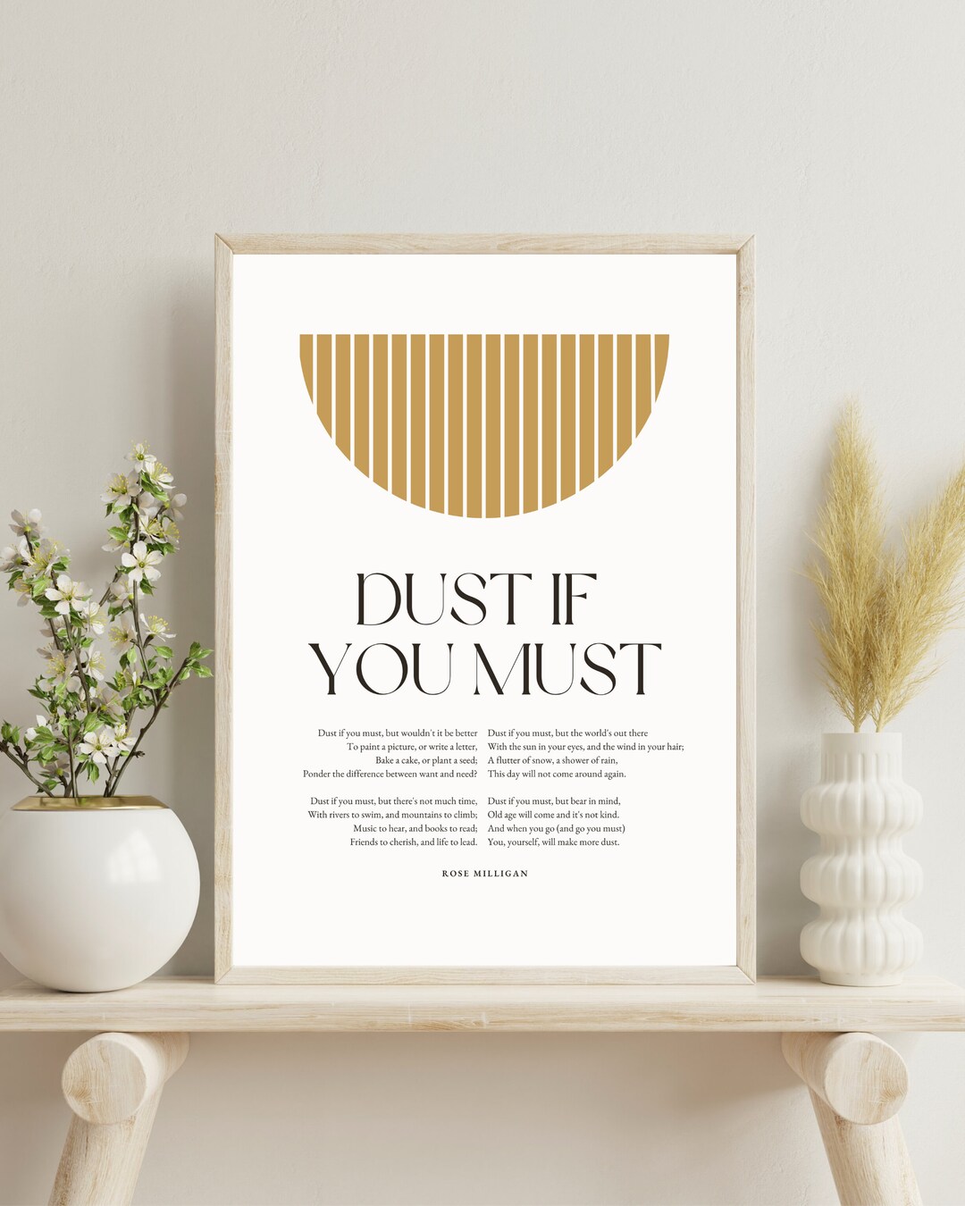 Dust If You Must Poem by Rose Milligan, Printable Poetry, Boho Minimal ...