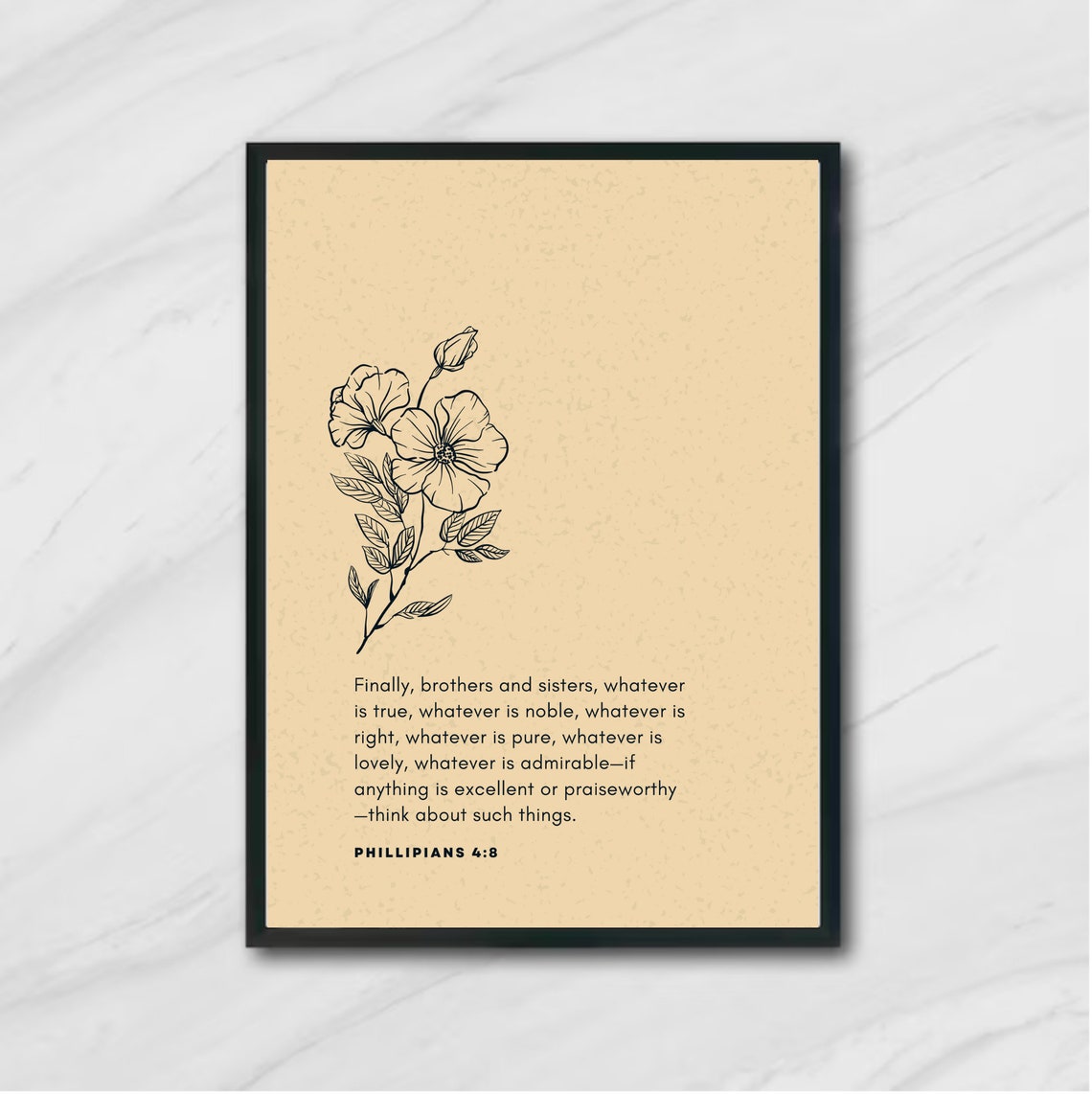 Philippians 4:8 Bible Verse Wall Art Gifts for Christians Scripture Art ...