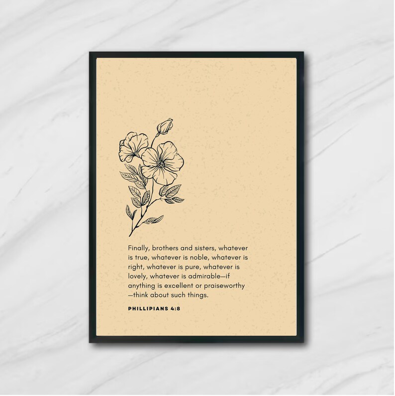 Philippians 4:8 Bible Verse Wall Art Gifts for Christians Scripture Art ...