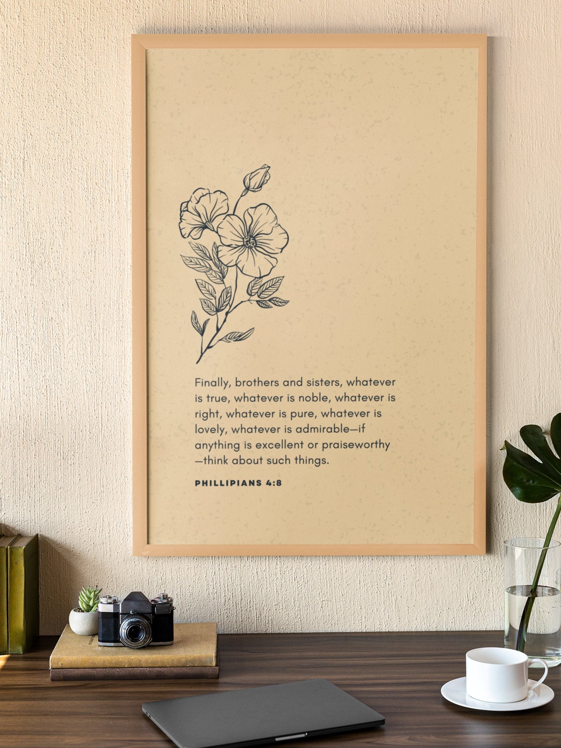 Philippians 4:8 Bible Verse Wall Art Gifts for Christians Scripture Art ...