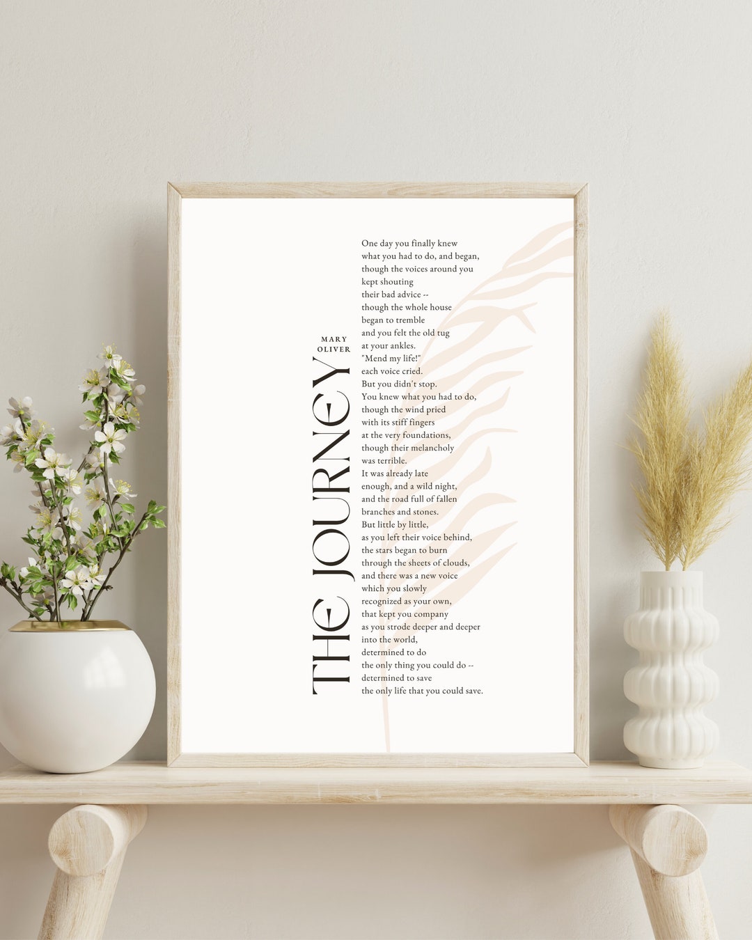 The Journey Poem by Mary Oliver, Printable Poetry, Modern Boho Minimal ...