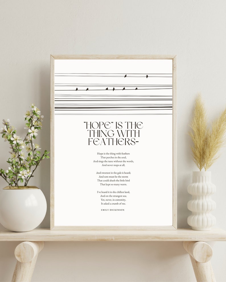 Hope Poem by Emily Dickinson Printable Poetry Prints Boho - Etsy