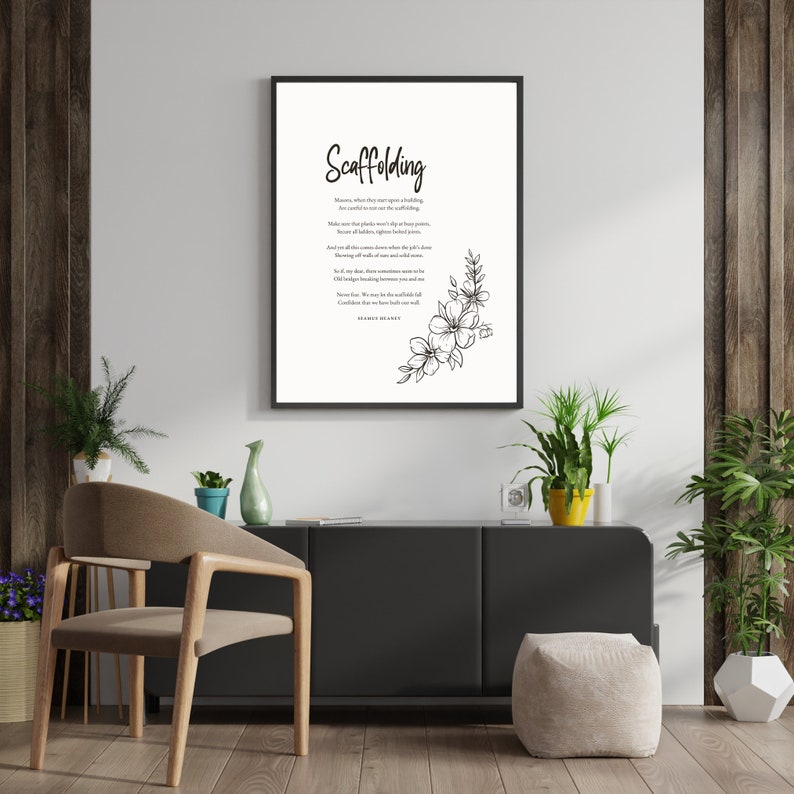 Scaffolding Poem by Seamus Heaney Printable Art Minimal - Etsy