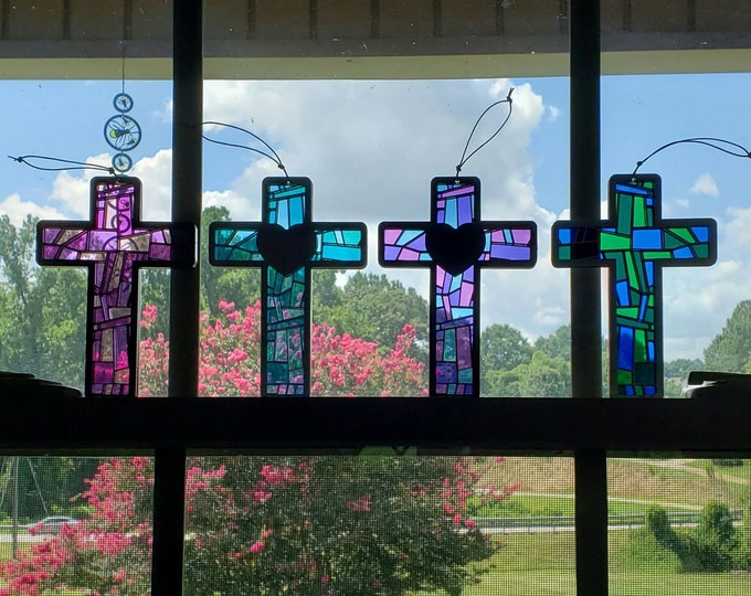 Stained Glass Blue Celtic Cross Suncatcher - Etsy