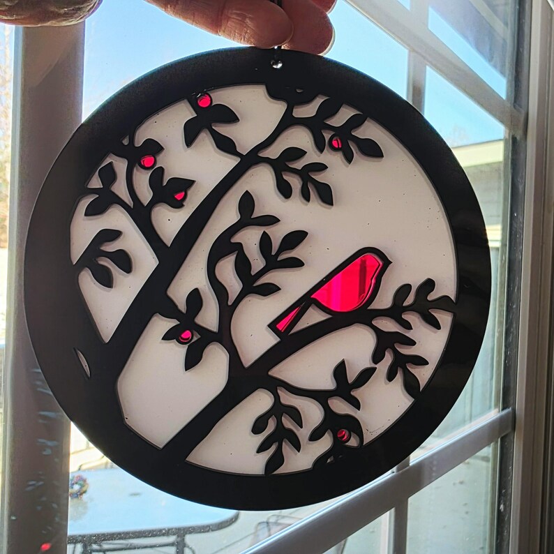 Red Bird Suncatcher - Porch Decor - 4-inch or 6-inch - Acrylic - Made ...