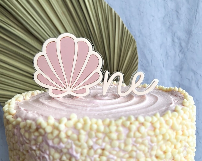 Seashell Cake Topper, One Seashell, First Birthday Shell, Ocean Decor ...