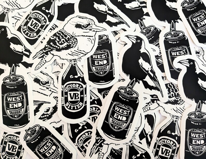 Thirsty Bird Stickers 2 Kookaburra and Victoria Bitter Magpie and West ...