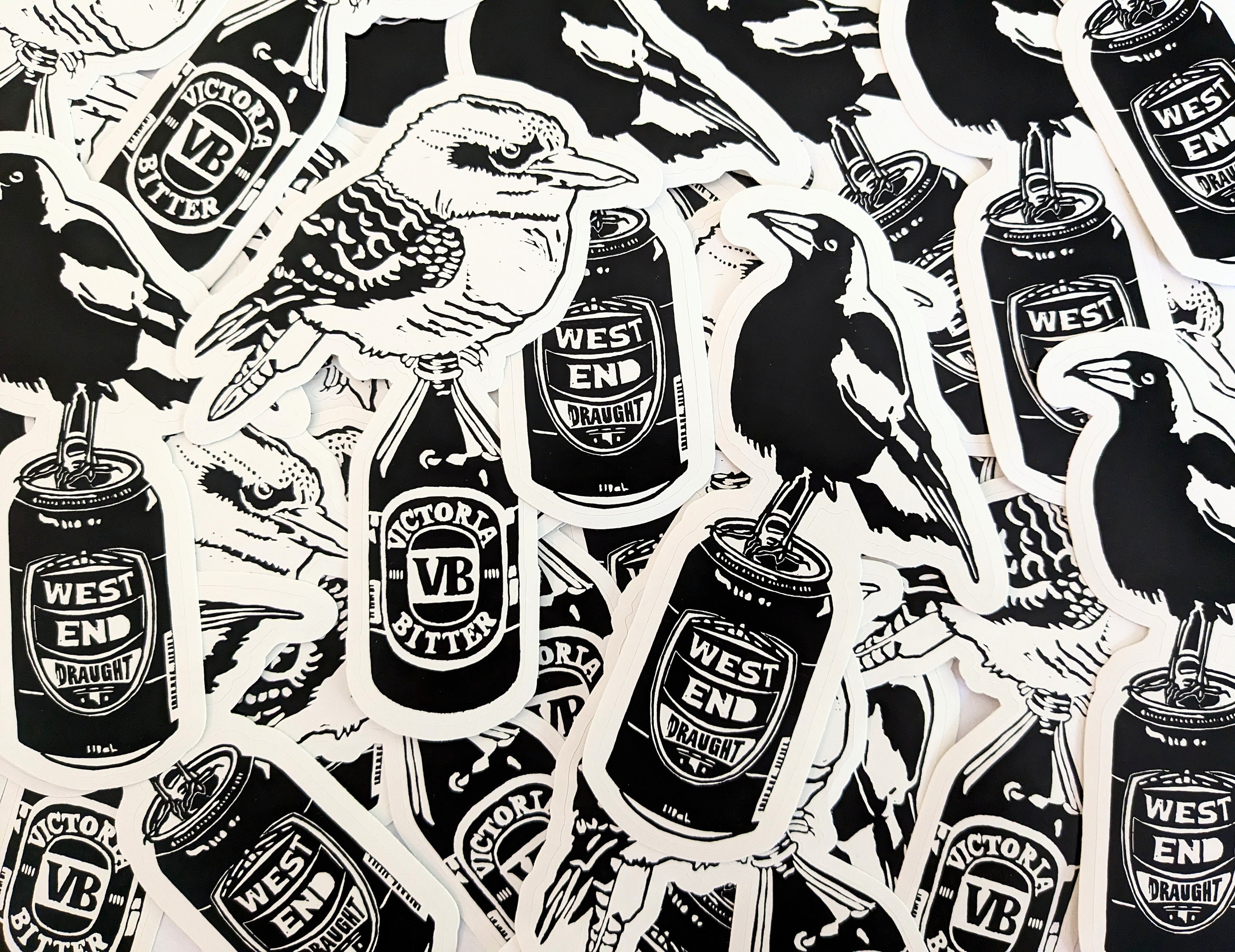 Thirsty Bird Stickers 2 Kookaburra and Victoria Bitter Magpie and West ...