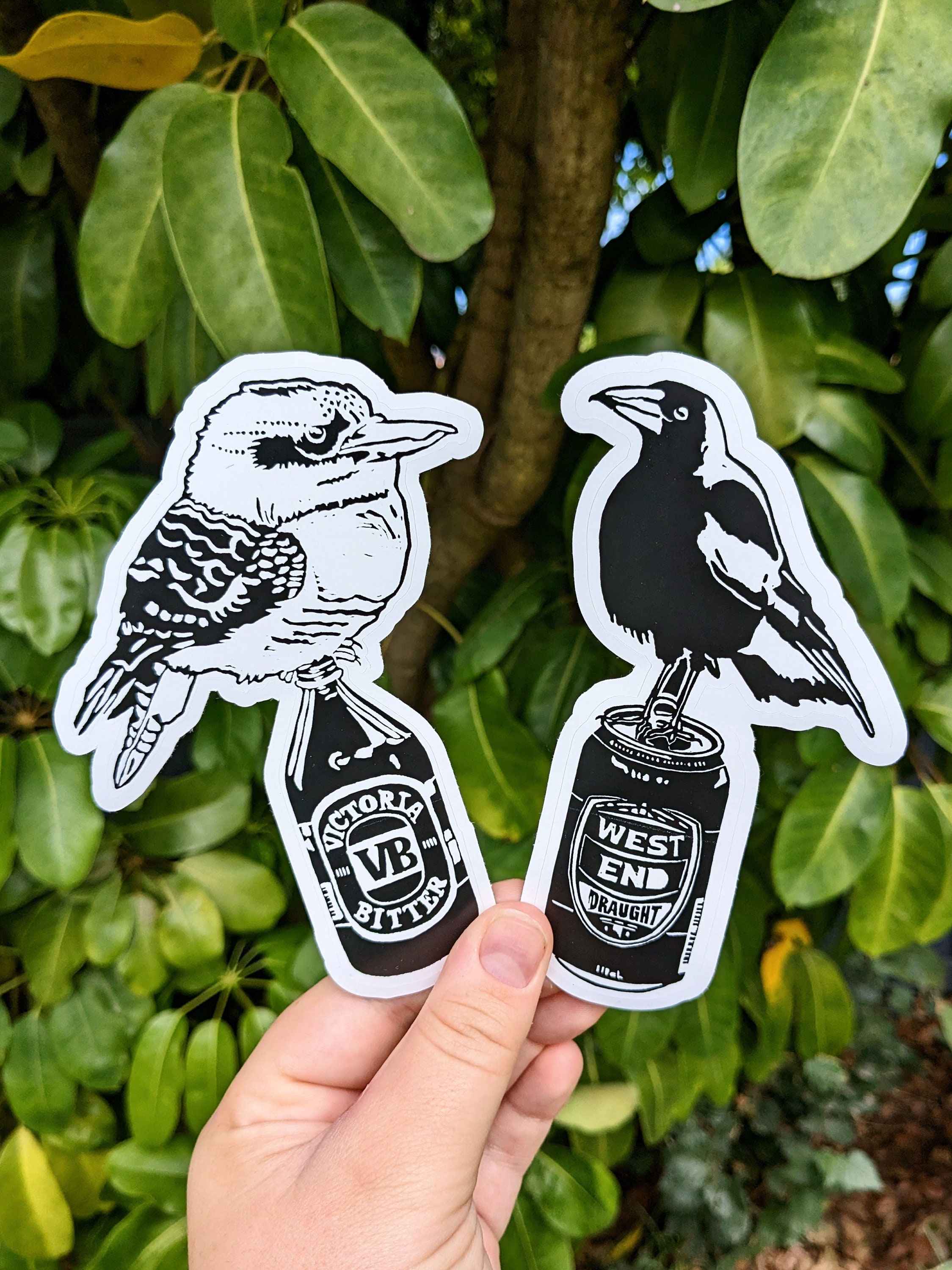 Thirsty Bird Stickers 2 Kookaburra and Victoria Bitter Magpie and West ...