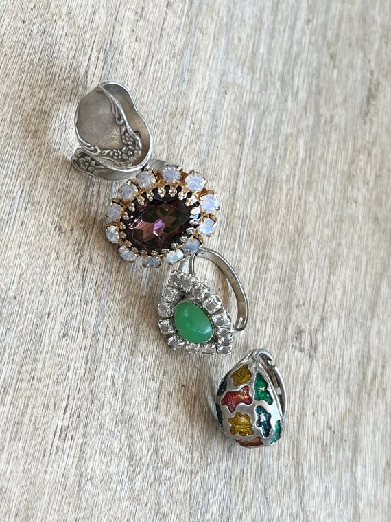 Vintage 4 Rings Costume Statement Cocktail/Dinner Rin… - Gem