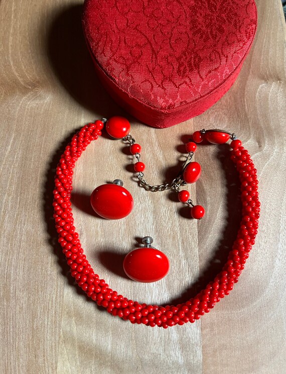 vintage japan red glass - Gem