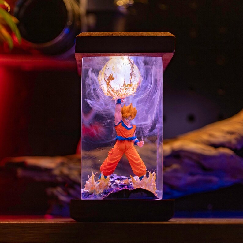 Goku Spirit Bomb Resin Lamp – Dragon Ball Z LED Diorama, Anime Energy ...