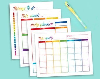 Weekly Planner Printable & Digital Rainbow to Do List | Etsy