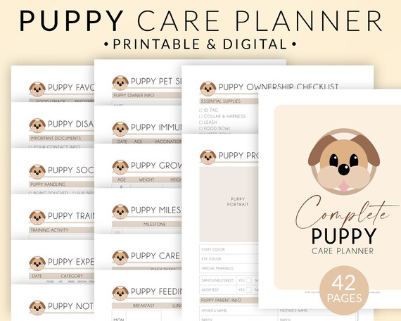 New Puppy Planner Bundle Printable Pet Care Planner Puppy - Etsy