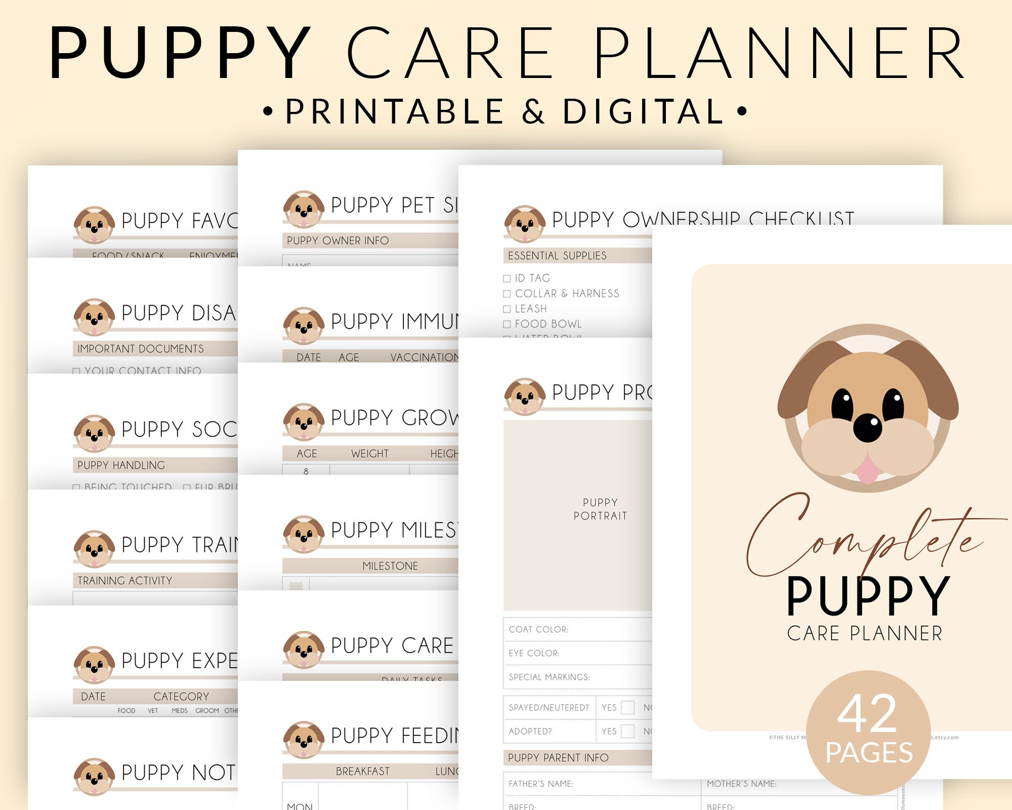 New Puppy Planner Bundle Printable Pet Care Planner Puppy - Etsy