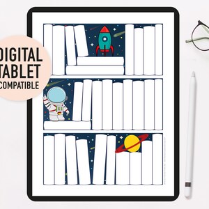 Kids Reading Log Printable – Space Themed Childrens Bookshelf Book ...