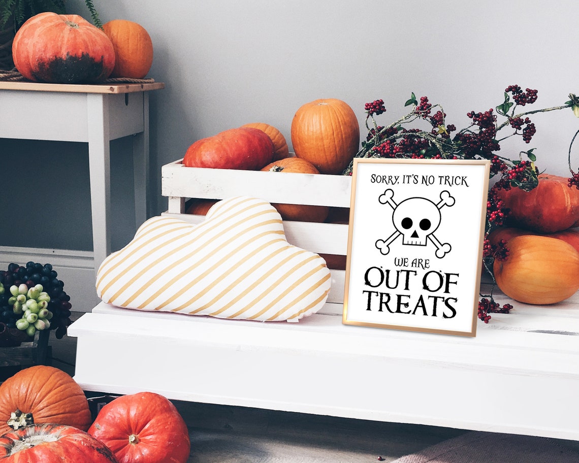 Out of Candy Sign Printable – Halloween No Trick or Treat Print – No ...