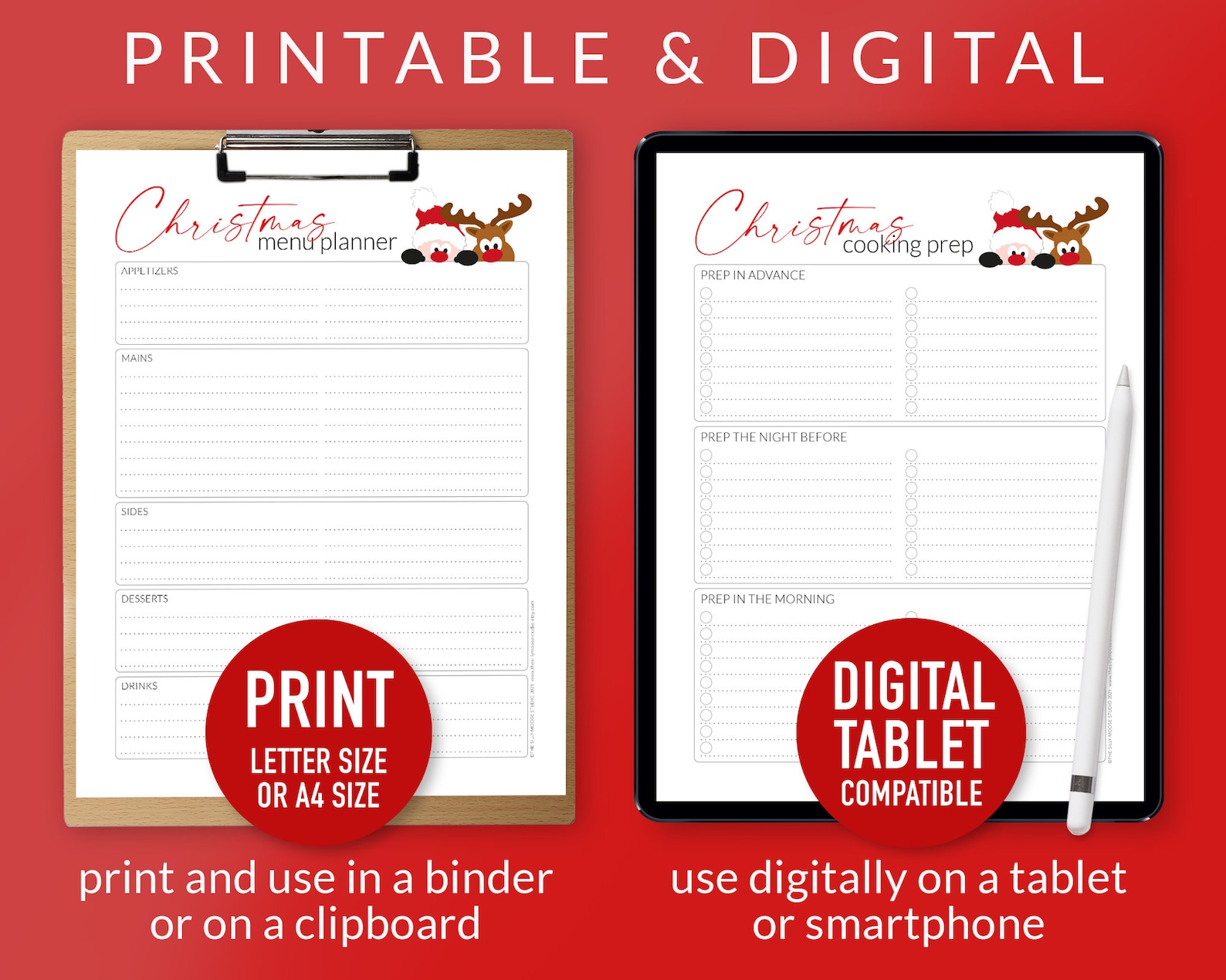 Christmas Meal Cooking Planner Printable Set – Christmas Dinner ...