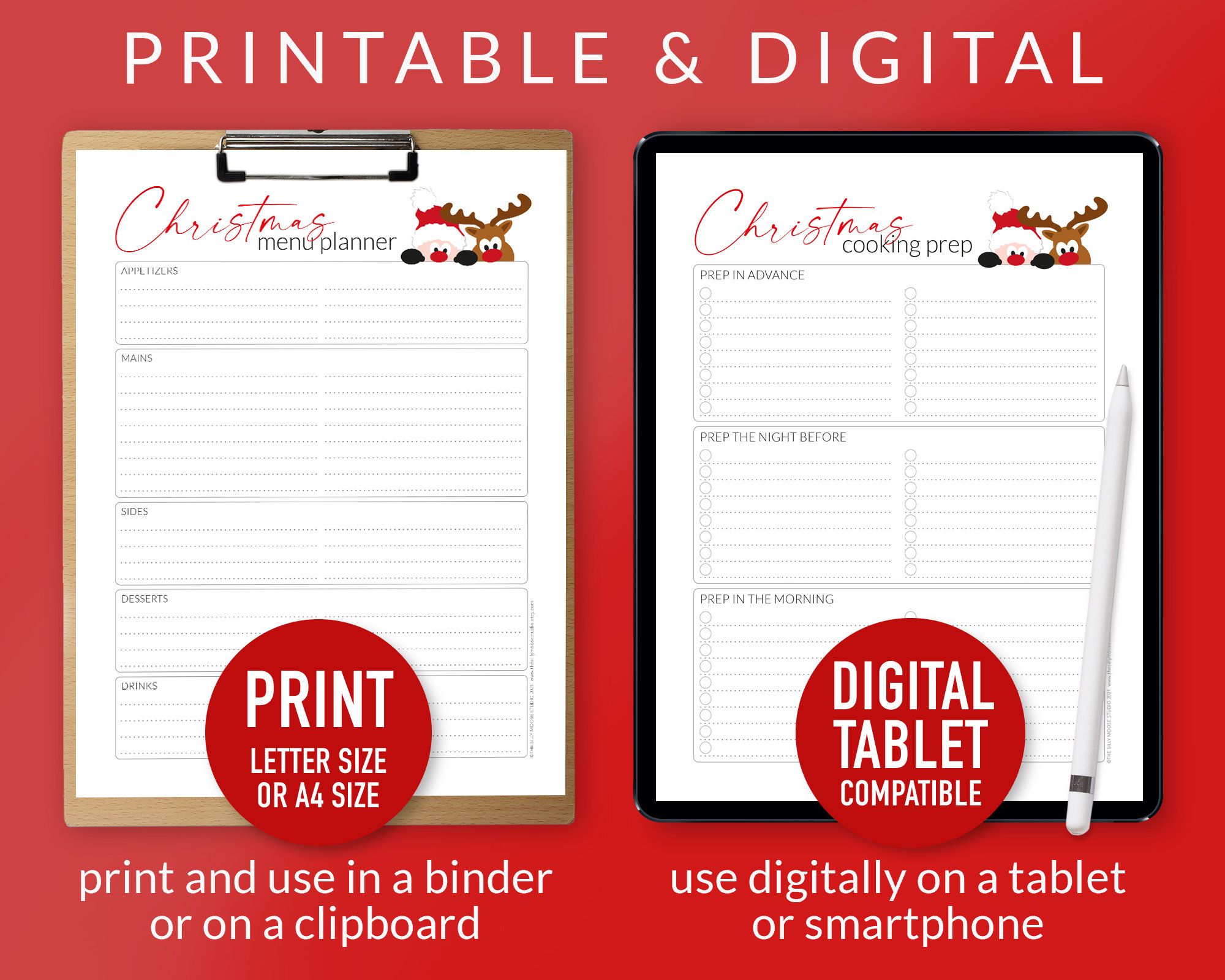 Christmas Meal Cooking Planner Printable Set – Christmas Dinner ...