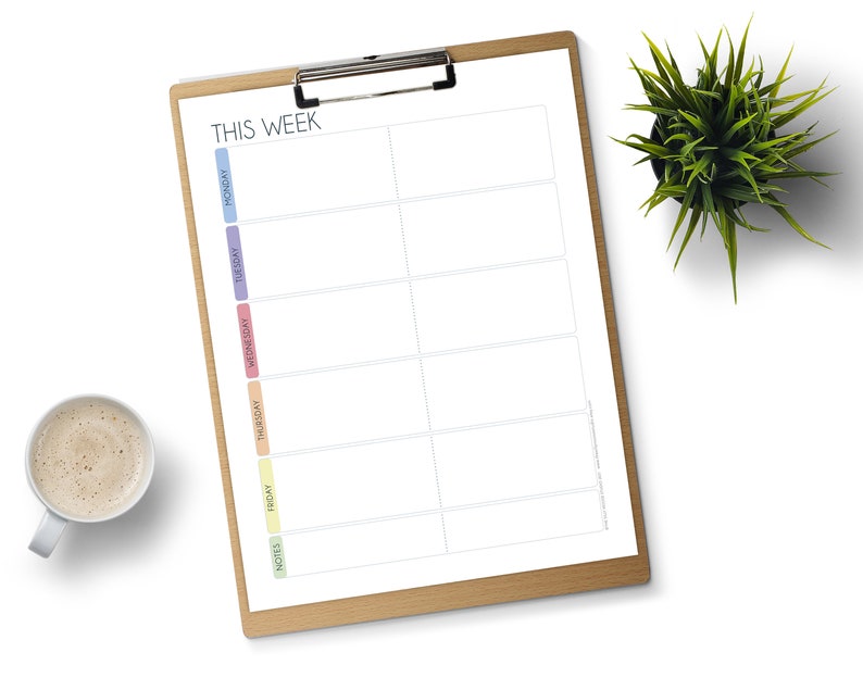 Weekly Planner Printable Five Day School Week / Working Week - Etsy