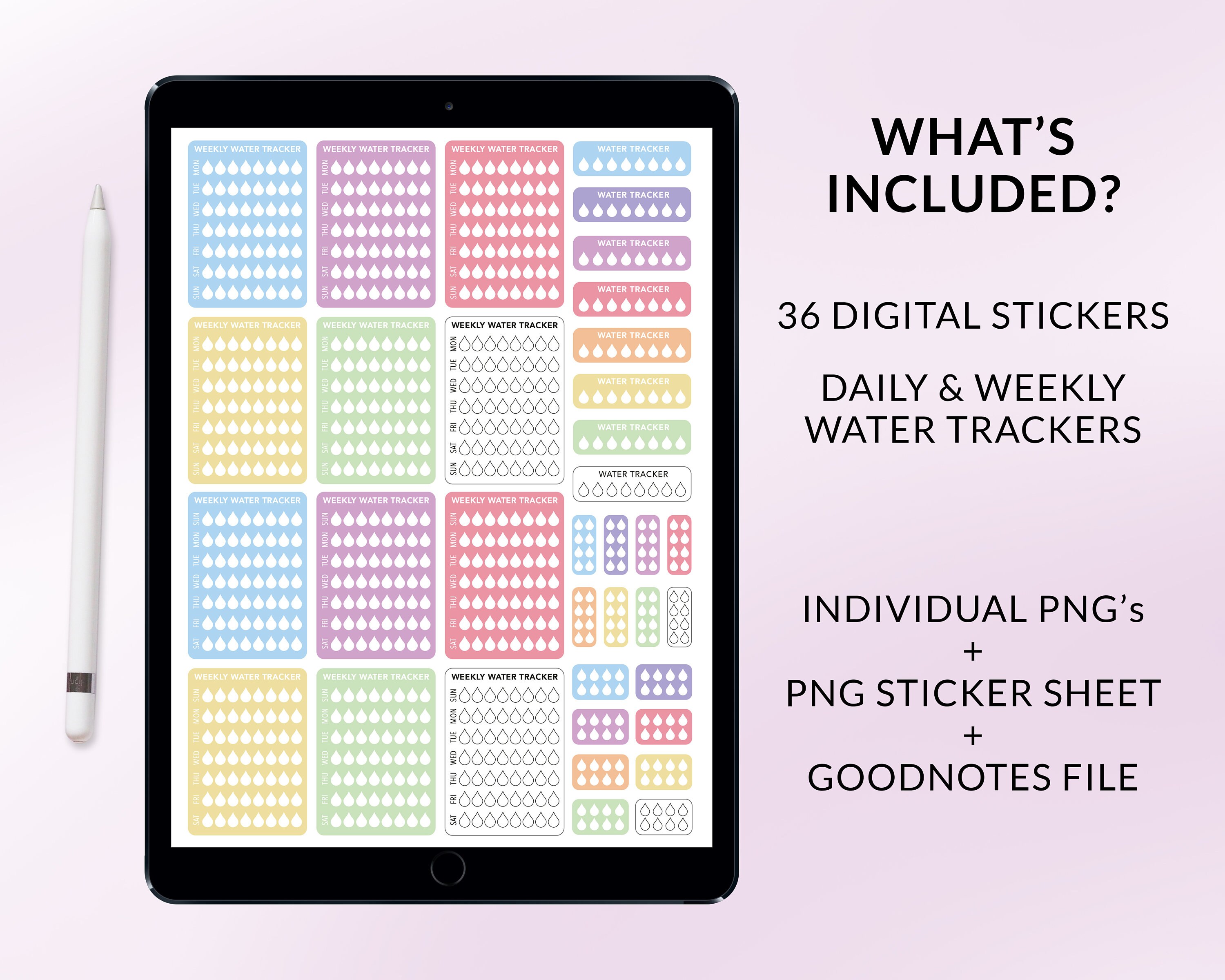 Water Tracker Digital Planner Stickers Hydration Habit Bujo Stickers ...